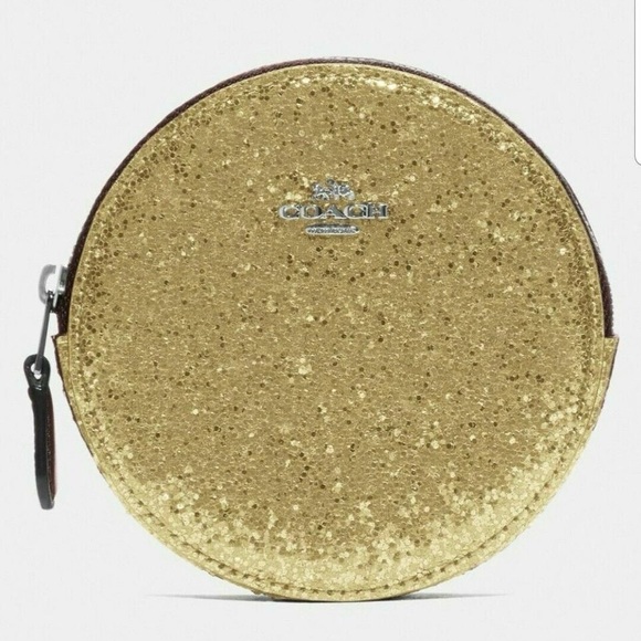 Coach | Bags | Low Start Coach Nwot Gold Glitter Round Wristlet Wizard ...